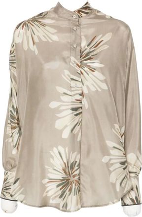 Brunello Cucinelli Femme, Blouses et Chemises, Vert, Taille: 40 FR Chemise Boutonn&eacute;e &agrave; Imprim&eacute; Floral