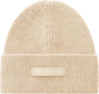 Zwillingsherz Damen Beanie Strickm&uuml;tze, Warme Winterm&uuml;tze mit Moin Patch, Modisches Accessoire f&uuml;r Fr&uuml;hling, Herbst und Winter (Beige)