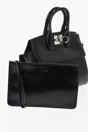 Ferragamo Leather Handbag RIELA with External Pocket Salvatore Ferragamo