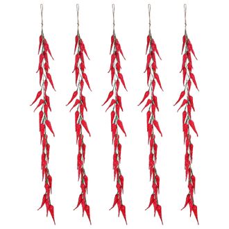 Happyyami Operitacx K&uuml;nstliche Chili Deko Rote Pfeffer Girlande Getrocknete Chili Anh&auml;nger Simulation F&uuml;r Haus Garten Restaurant Caf&eacute; Dekoration