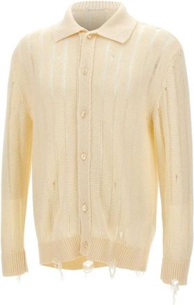 Laneus Homme, Pulls, Blanc, Taille: S Cardigan Point L&acirc;ch&eacute;