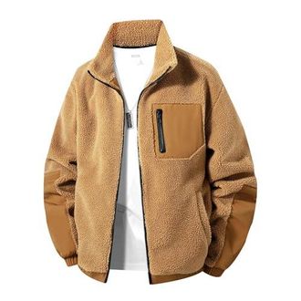 Generic NYSBH Veste dhiver doubl&eacute;e Sherpa &agrave; col montant en polaire &eacute;paisse pour homme Style urbain, jaune, XL
