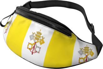 Generic Bauchtasche Atmungsaktiv H&uuml;fttasche Flagge Der R&ouml;misch-Katholischen Kirche Verstellbarer Umh&auml;ngetaschen F&uuml;r Reisen Fitness Running 14X35Cm
