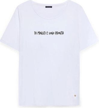 Fiorella Rubino Baumwoll-T-Shirt mit lustigem Aufdruck - - Tops - Damen - Wei&szlig; - 2XL