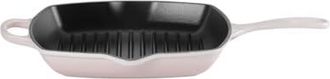 LE CREUSET Signature Gusseisen-Grillpfanne, Quadratisch, 26 cm, Für alle Herdarten inkl. Induktion geeignet, 2,86 kg, Shell Pink, 20183267770422