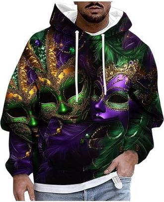 Generic Costume de carnaval &agrave; capuche pour homme avec impression amusante et tendance - Sweat-shirt &agrave; capuche - Coupe droite - Coupe ample - Confortable - Man