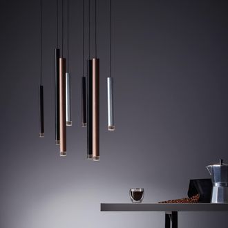 Lightbox LED 8 flammige Hängelampe - Pendelleuchte in 3 Stufen über Wandschalter dimmbar - Hängeleuchte im warmweißem Licht und in der Höhe kürzbar - Metall/Ku