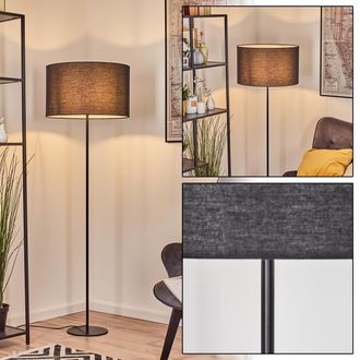 HOFSTEIN Stehleuchte Flemming, Stehlampe aus Metall im modernen Design mit Schirm aus Stoff, &Oslash; 50 cm, 160 cm, E27, mit Fu&szlig;schalter - Wohnzimmer, Schlafzimmer, 