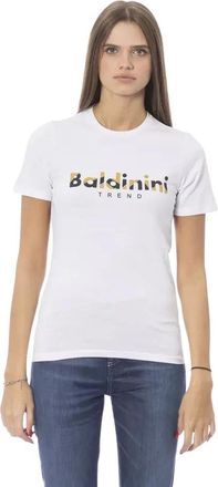 Baldinini Femme, Tops, Blanc, Taille: 36 FR Short Sleeve Logo T-Shirt