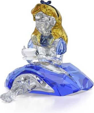 Swarovski Alice in Wonderland Alice, Detailverliebte Figur in Blauem, Gelben und Klarem Kristall
