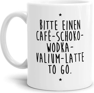 Tassendruck Lustige Tasse mit Spruch Bitte einen Café to go - Büro/Job/Arbeit/Witzig/Kaffee-Tasse/Geschenk-Idee/Weiss