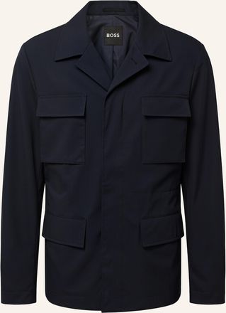 HUGO BOSS Klassischer Mantel P-Carper-Fieldtw-253 Relaxed Fit blau