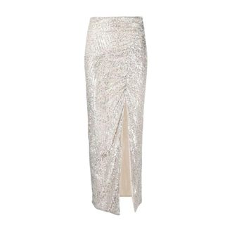 Self Portrait Langer Paillettenrock AW22-019s - - Skirts - Damen - Grau - S