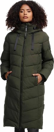 Navahoo Damen Winterjacke (XS-3XL) - Wasserabweisend, zum Teil mit Teddyfell, 4 Taschen, Steppmantel mit Kapuze, Warme Jacke Frauen - N009 (3XL, Olive)