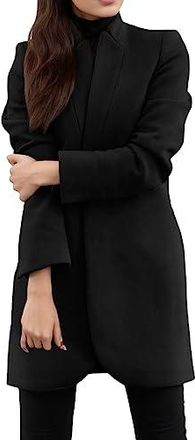 Generic 2026 Vestes pour femmes costume solide long manteau poilu cardigan manches courtes ouvert femmes veste, Noir, 5XL