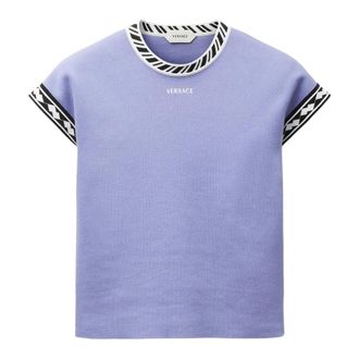 Versace T-shirt &agrave; logo brod&eacute; - Femme - Tops - Violet - Taille: 40 FR