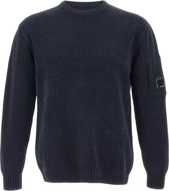 C.P. Company C.p. Company, Homme, Pulls, Bleu, Taille: XL Pull Ras du Cou en Chenille de Coton