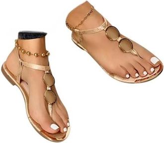 Generic Sandales plates pour femme 2026, bout &agrave; clip et sangle de cheville, string habill&eacute;, confortable, l&eacute;ger, d&eacute;contract&eacute;, pour la marche, l&eacute;t&eacute;, la plage, a