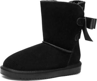 Dream Pairs Bottes Neige Femme Chaudes en Su&eacute;dine V&eacute;ritable avec Noeud et Doublure en Fourrure Synth&eacute;tique Antid&eacute;rapantes pour Hiver,Size 41.5,Noir,SDSB2408W