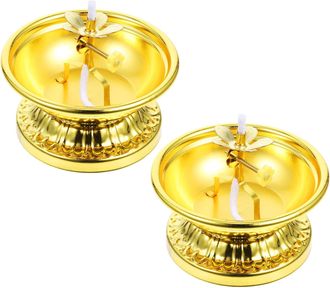 Cabilock 2 St&uuml;ck Butterlampen-&Ouml;llampenschale Teelichthalter &Ouml;llaterne Desktop -&Ouml;llampe Legierungs&ouml;llampe Dekorative &Ouml;llampe Tempeldekor Golden