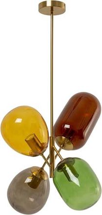 Kare Design H&auml;ngeleuchte Balloon Dance, Gold/Mehrfarbig, H&auml;ngelampe, Stahlgestell, Glas Schirme, kein Leuchtmittel inklusive, E27, Wohnzimmer, Designer Lampe, mod