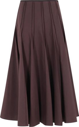 Alysi Femme, Jupes, Brun, Taille: 34 FR Gonna Popeline Svasata a Teli