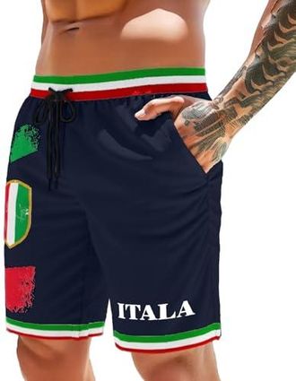 Generic Short de bain pour homme Drapeau de lItalie Short de bain l&eacute;ger Grandes tailles Short de plage D&eacute;contract&eacute; Respirant Loisirs Sport Short court, Marine