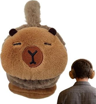 Generico Casque chauffant - Bandeau doux et chaud en peluche | Oreilles en peluche en forme de Capbara Cartoon - Pour les navetteurs de course en plein air Sno