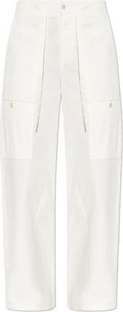 Jil Sander Femme, Pantalons, Beige, Taille: 38 FR Cotton Poplin Cargo Pantalons