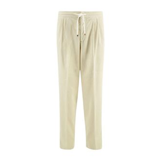 Brunello Cucinelli Homme, Pantalons, Beige, Taille: XL Pantalon de loisirs en velours côtelé avec cordon de serrage