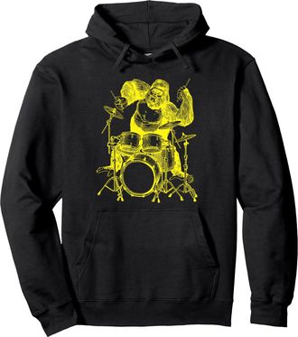 Seembo Gorilla Spieltrommeln AFFE Funny Animal Rock Drummer Pullover Hoodie