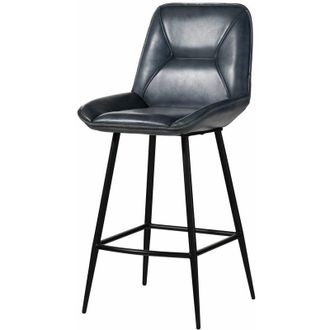 Massivmoebel24 Barstuhl Echtleder 52x57x108 blau IRON LABEL 514