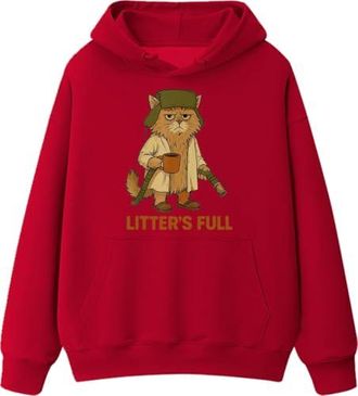 Generic Sweat à capuche pour femme - Motif chat amusant - Pull à manches longues, Rouge, L