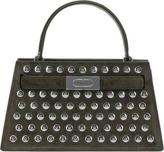 Tory Burch Tory Burch Hobo Bags - Trapezoidal Suede Handbag With Metallic Studs - Gr. unisize - in Schwarz - f&uuml;r Damen