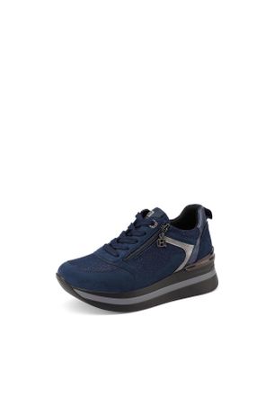 Queen Helena Sneakers Platform Turnschuhe mit seitlichem Rei&szlig;verschluss f&uuml;r Damen X33-23, Marineblau, 38 EU