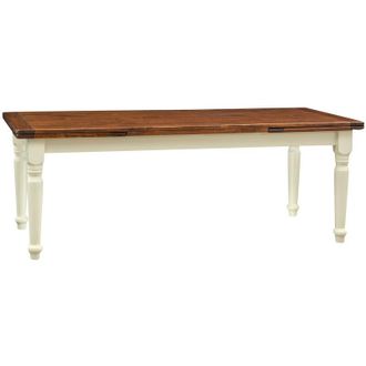Biscottini International Biscottini - Ausziehtisch im Country-Stil aus massivem Lindenholz mit antikierter wei&szlig;er Struktur und Platte aus Nussholz 220x100x80 cm