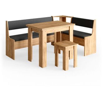 Vicco Eckbankgruppe Roman, Goldkraft Eiche, 180 x 41.5 cm mit Tisch