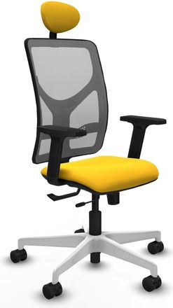 Piqueras y Crespo Computerstuhl mit 2D-Armen, h&ouml;henverstellbarer Lendenwirbelst&uuml;tze und festem Kopfteil, ausgestattet mit Syncro/Traslack und Schneideschaum, Grau/Gelb