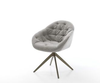 DELIFE Drehstuhl Gaio-Flex Strukturstoff Soft Grau Kreuzgestell breit Effektfinish Titan 360&deg; drehbar Wippfunktion, Esszimmerst&uuml;hle
