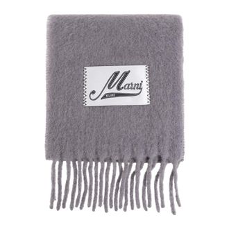 Marni Femme, Accessoires, Gris, Taille: ONE Size Fringed Scarf