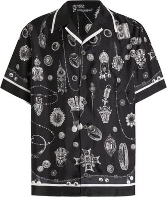 Dolce & Gabbana Homme, Chemises, Noir, Taille: 2XL Short Sleeve Chemises