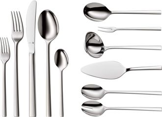 WMF Sonic Besteck Set 12 Personen, 66 teilig, 60 Teile mit Servierbesteck, Hohlheftmesser, Cromargan protect poliert, kratzbest&auml;ndig, sp&uuml;lmaschinenfest