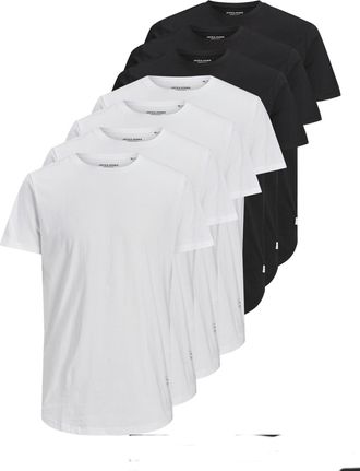 Jack & Jones Herren Jjenoa Tee Ss Crew Neck 7pk Mp Noos T-Shirt, White/Pack:4white 3black, XXL