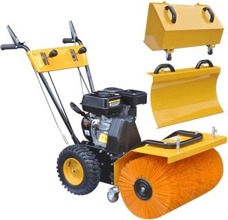 vidaXL Schneefr&auml;se und Kehrmaschine Kombiger&auml;t Set Benzin 6,5 PS vidaXL