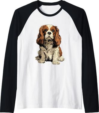 Whyitsme Design Rote und wei&szlig;e Cavalier-Abbildung eines King Charles Spaniel-Hundes Raglan