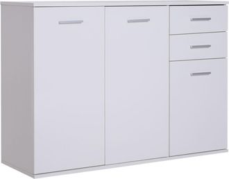 HOMCOM Homcom - Buffet meuble de rangement 2 tiroirs coulissants 2 placards étagère réglable panneaux particules blanc