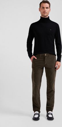 Eden Park Pantalon Chino En Coton Velours Stretch Marron Coupe Regular