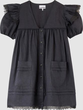 Ganni Robe Light Linen Angel Black