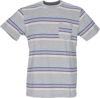 HUF Tasche Tee Grau Heather Streifen - - Tops - Herren - Grau - L