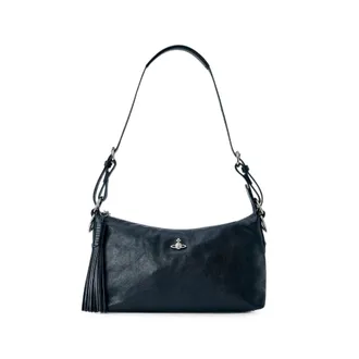 Vivienne Westwood Shoulder Bag In Smooth Leather With Tassel Detail. Adjustable Shoulder StrapTop Zip ClosureFront Logo Hardware